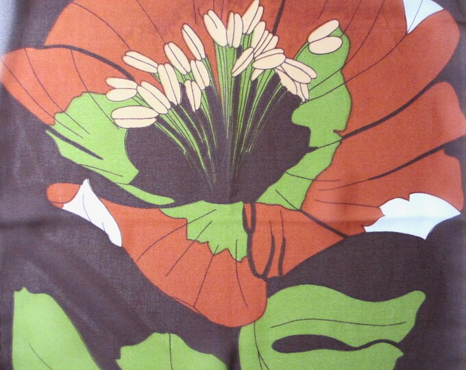 NOS Mod Chiffon Scarf, Long Rectangular, 100% Polyester, Brown Green ...