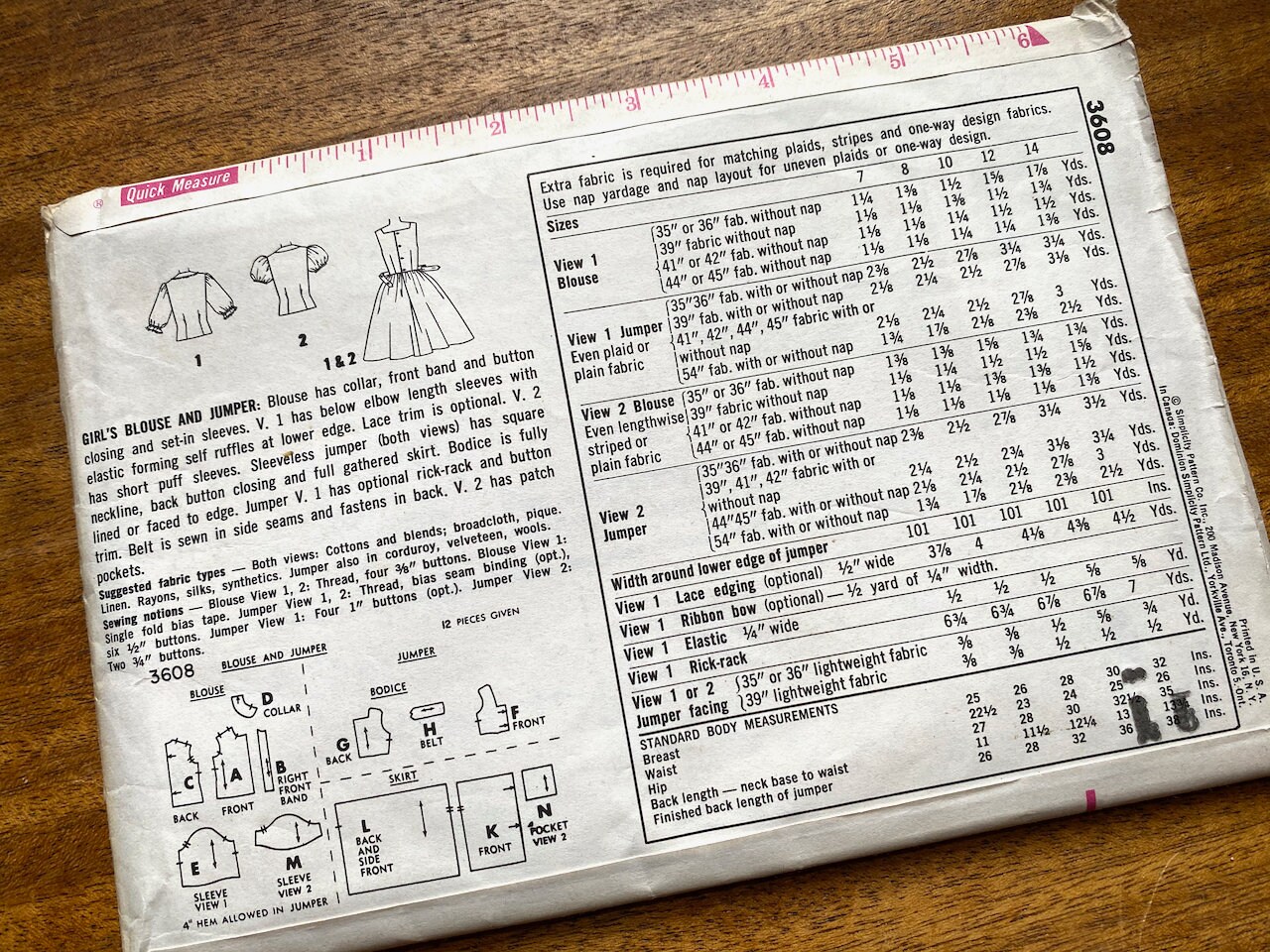 Simplicity 3608, 1967 1960s Sewing Pattern, Girls' Jacket, Skirt, Pants ...