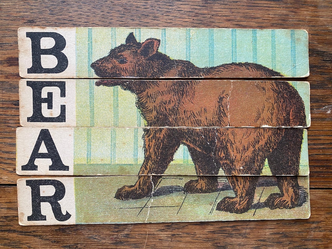 1880s ANTIQUE Sliced Animals Word Puzzle, Selchow & Righter, Antique ...