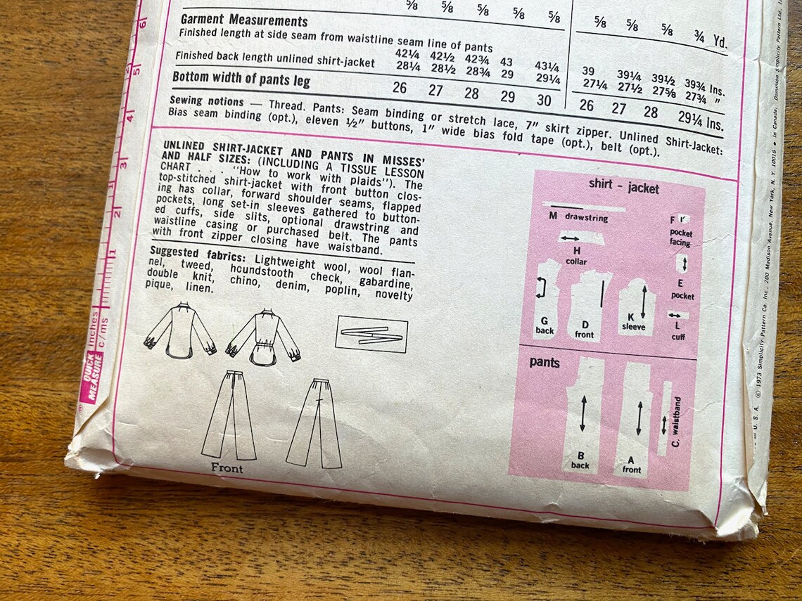 CUT/UNCUT Simplicity 5851, Size 18 Bust 40 Inch Misses, 1973 1970s ...