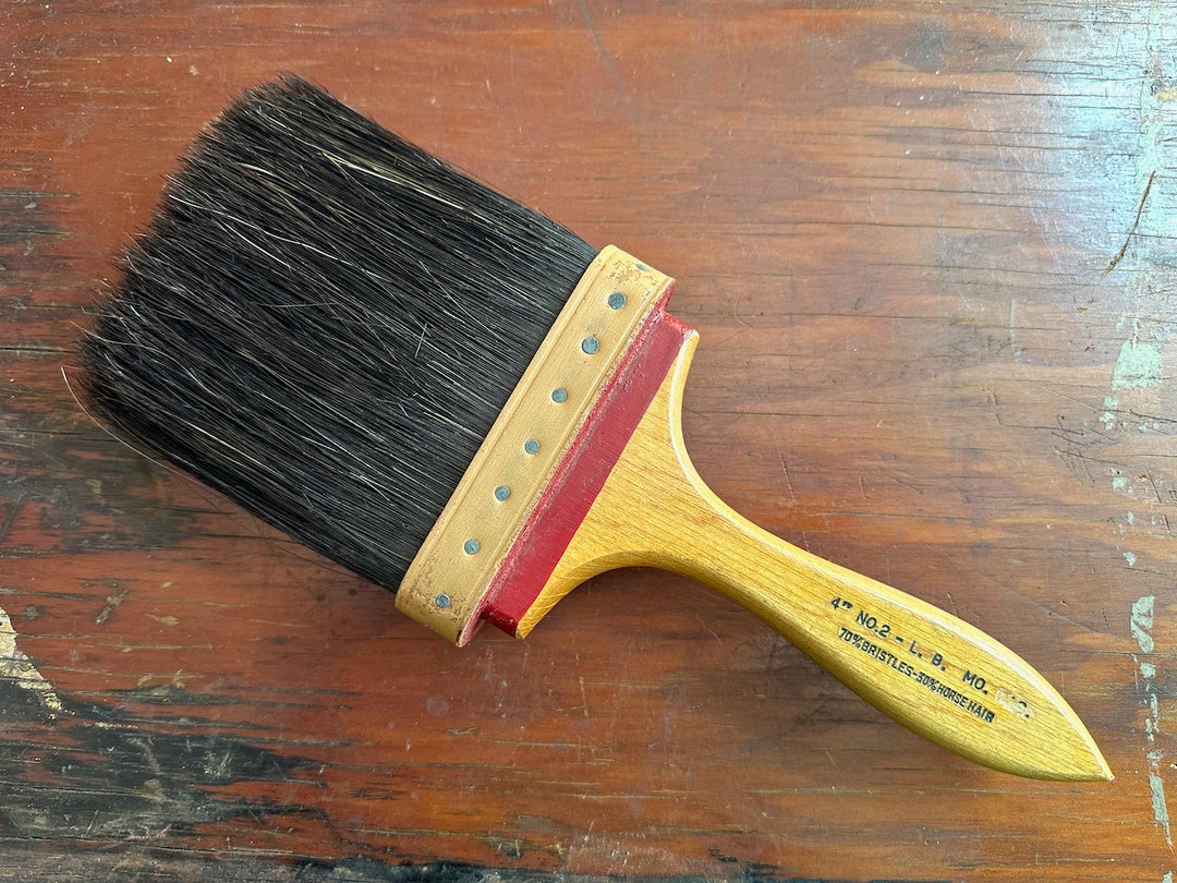 GORGEOUS Vtg Horsehair Paintbrush, 4 Inch No 2 L.B., Mix Bristles and ...