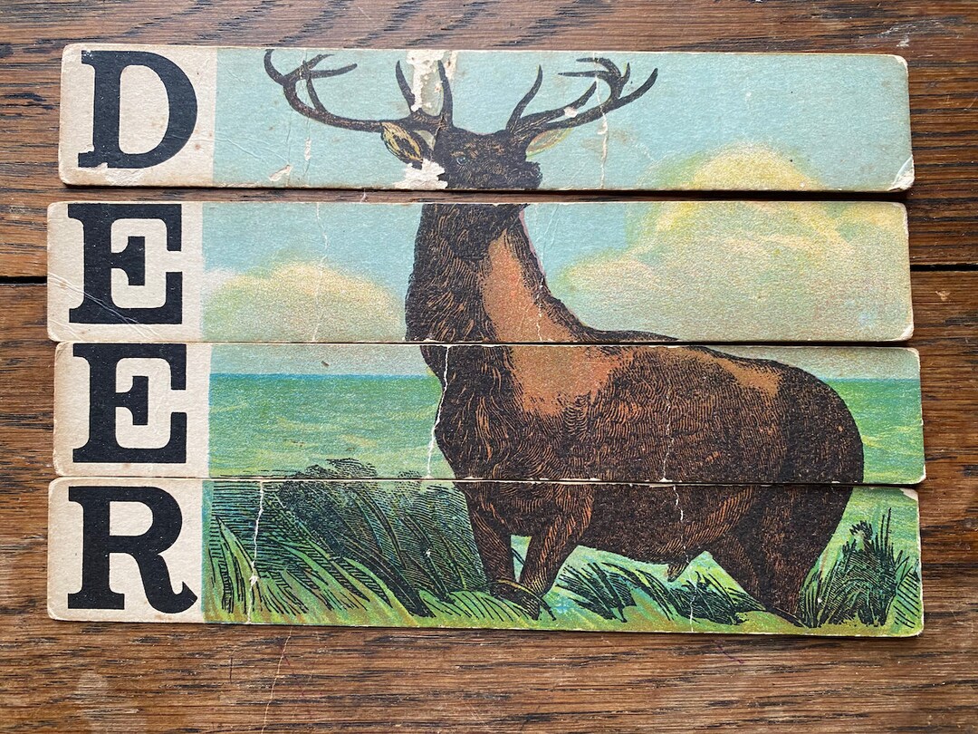 1880s ANTIQUE Sliced Animals Word Puzzle, Selchow & Righter, Antique ...