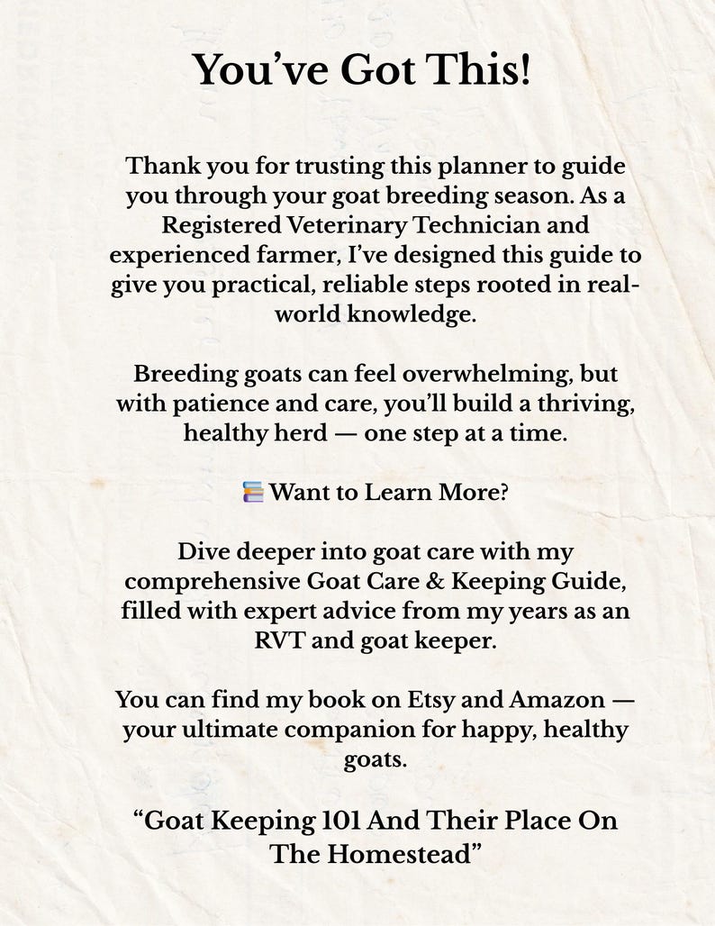 Goat Breeding and Heat Cycle Planner | Track Heat Signs, Due Dates ...