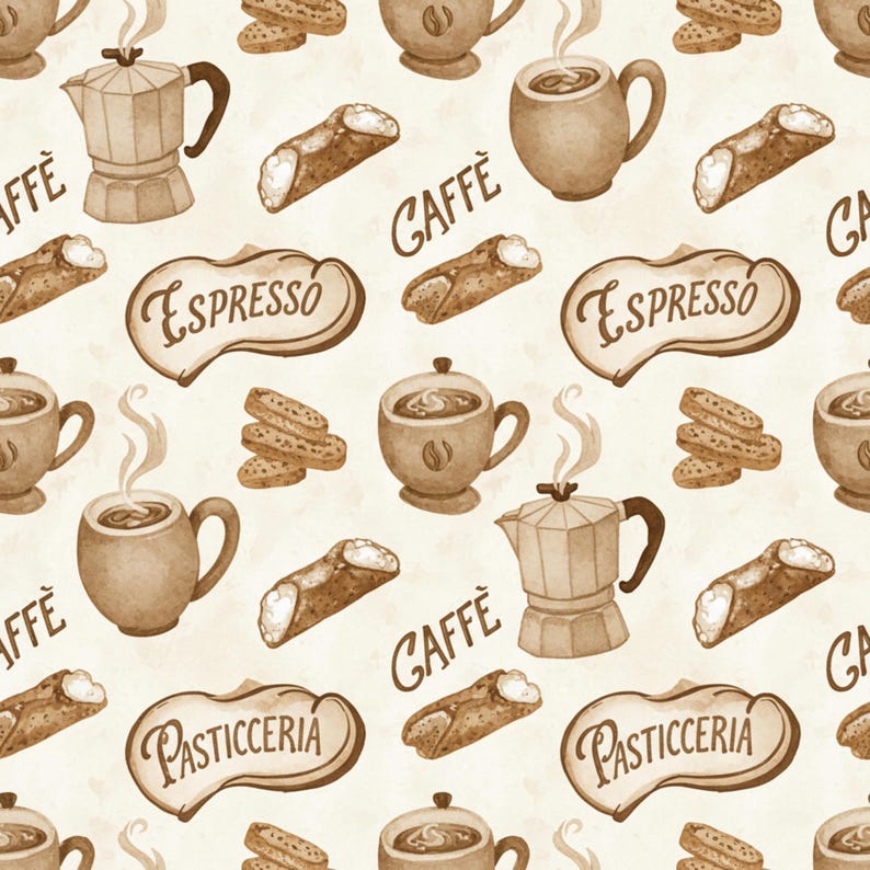 Vintage Italian Coffee Wrapping Paper | Espresso Cannoli Café Bakery ...