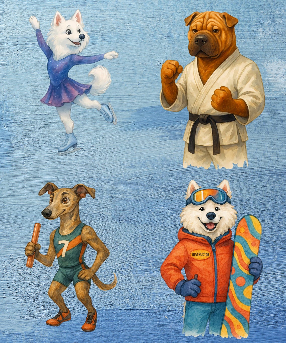 Athlete Dogs Clipart Bundle | Sports Dog Watercolor Pngs | Football Dog ...