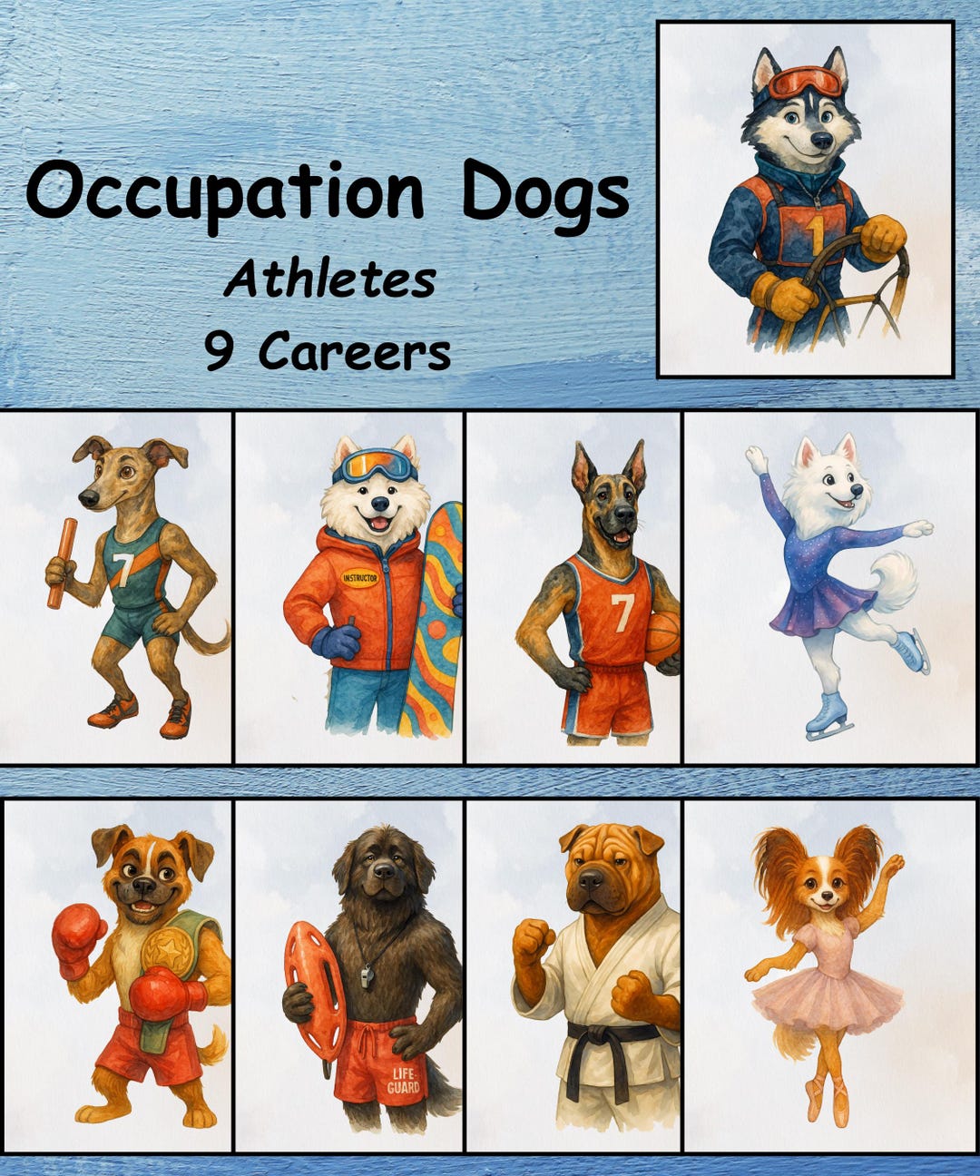 Athlete Dogs Clipart Bundle | Sports Dog Watercolor Pngs | Football Dog ...