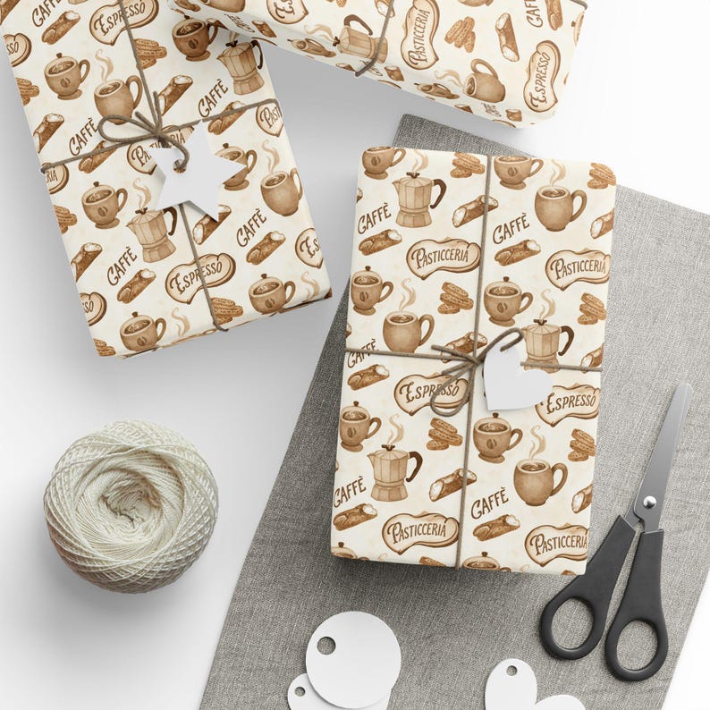 Vintage Italian Coffee Wrapping Paper | Espresso Cannoli Café Bakery ...