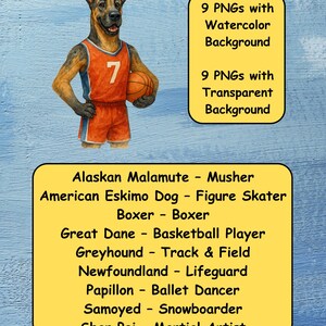 Athlete Dogs Clipart Bundle | Sports Dog Watercolor Pngs | Football Dog ...