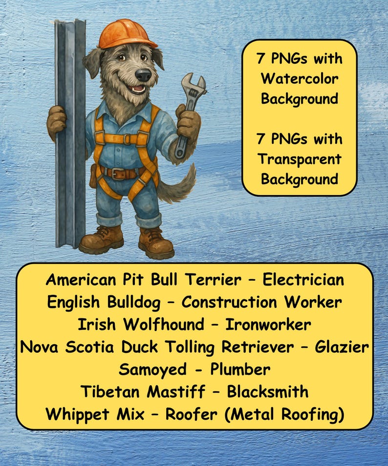 Trade Worker Dogs Clipart Bundle Group 2 | Construction Dog Watercolor ...