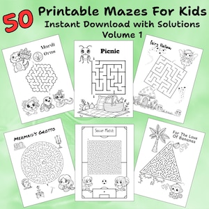 50 Fun Printable Maze Worksheets for Kids Volume 1 - Etsy