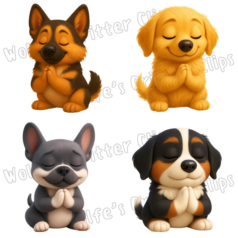 20 Puppy Prayers Clipart | Cute Cartoon Puppy PNG Bundle | Serene Dog ...