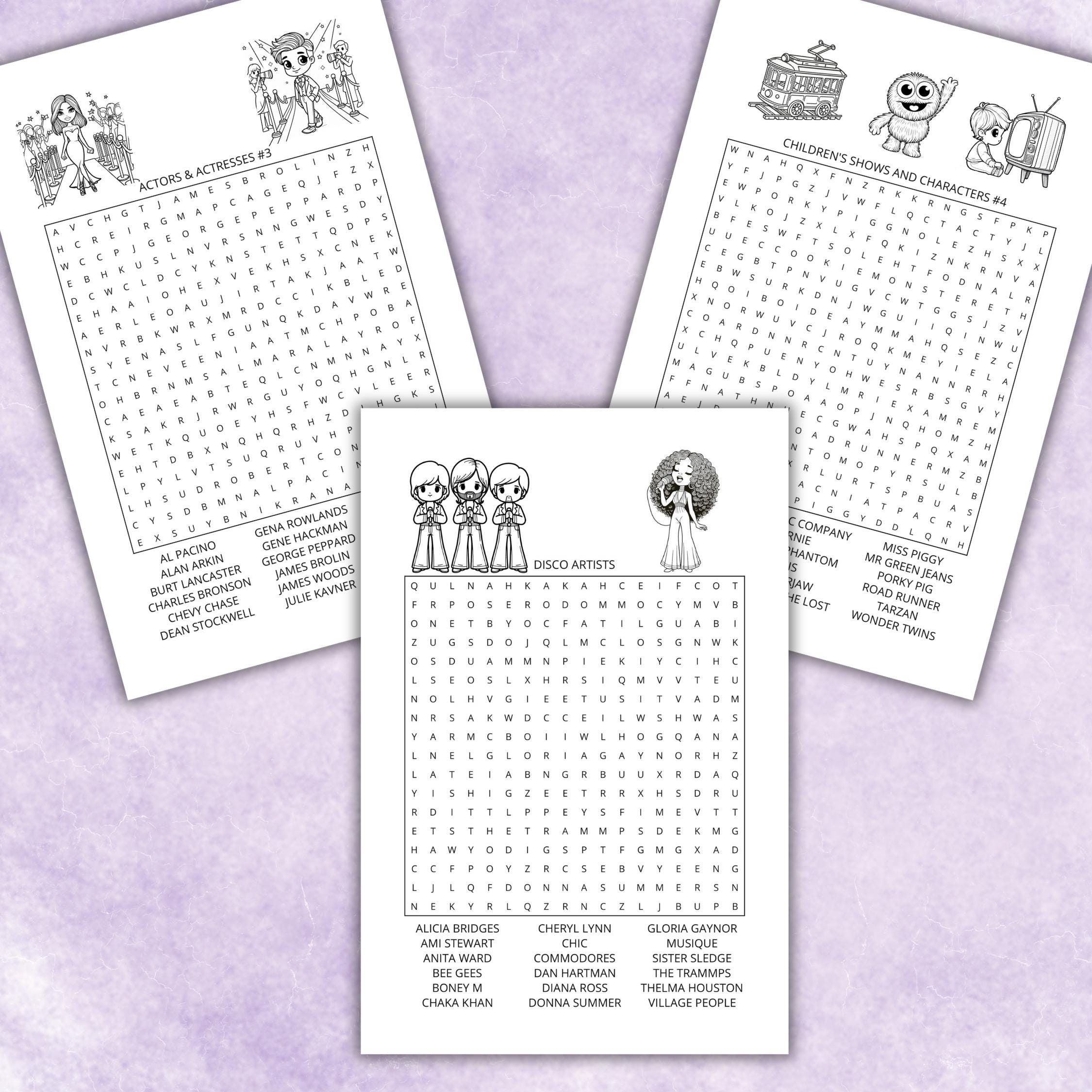 1970s Word Search Puzzle Pages | 52 Nostalgic Printable Puzzles | Retro ...