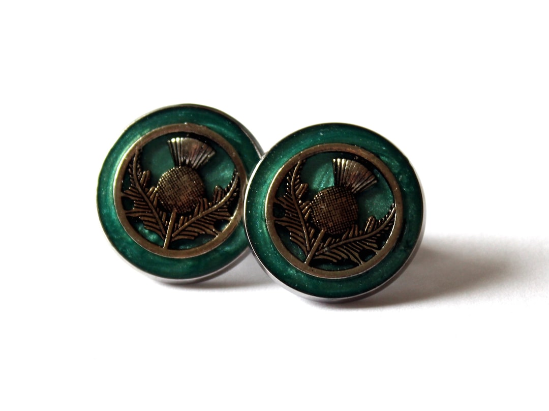 Scottish Thistle Lapel Pin With Green Background - Etsy
