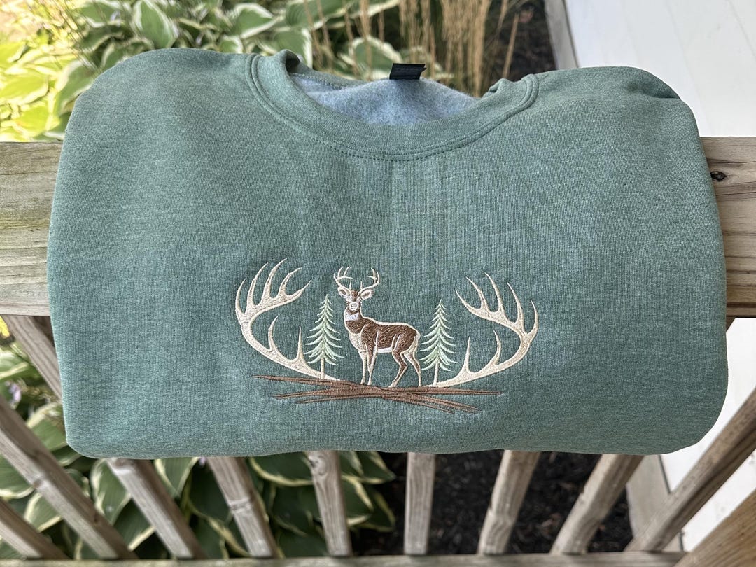 Embroidered Deer Crewneck Sweatshirt: Hunting Season Apparel - Etsy