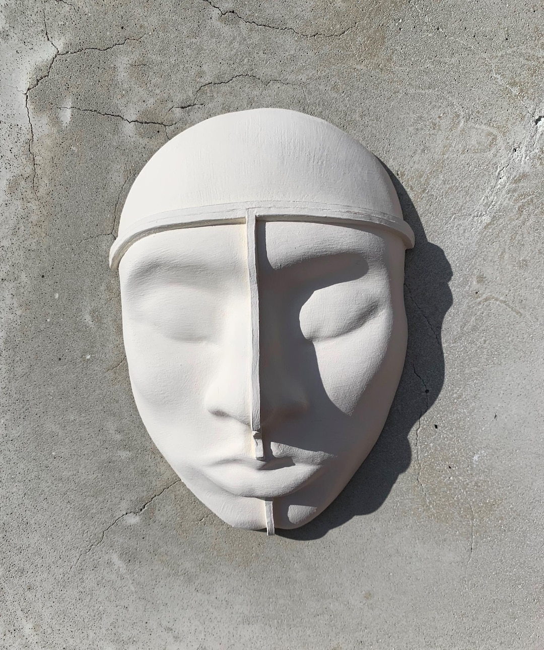 Ivory Plaster Mask Wall Art: Minimalist Sculptural Face - Soft Division ...