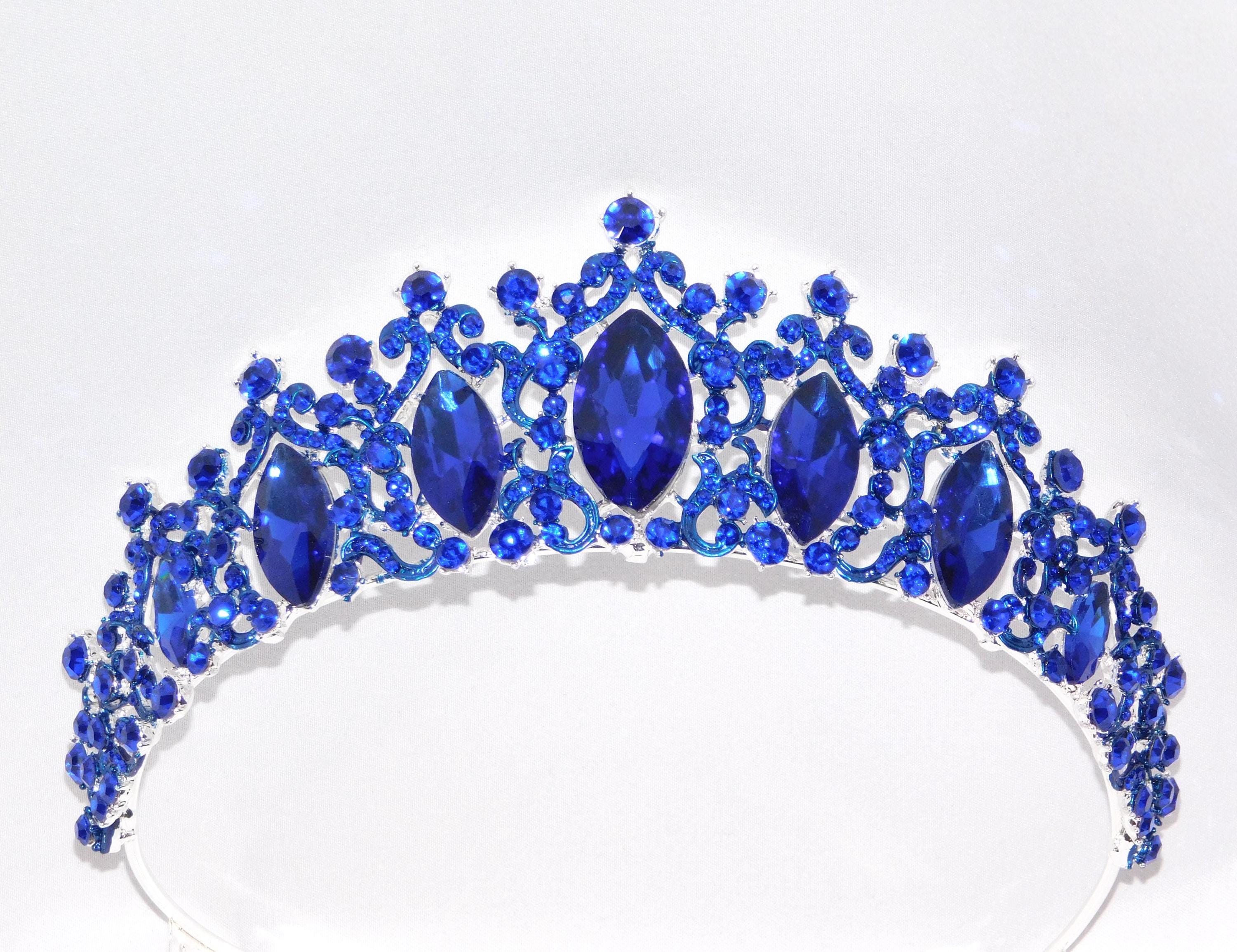 Royal Blue Crystal Tiara Crown: Princess Pageant Headband - Etsy