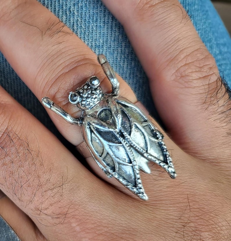 Vintage Cicada Ring Adjustable Compatible With Unique Boho Festival ...