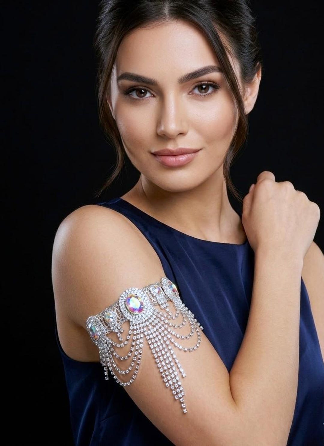 Silver AB Arm Bands Rhinestone Bridal Party Belly Dance Upper Arm - Etsy
