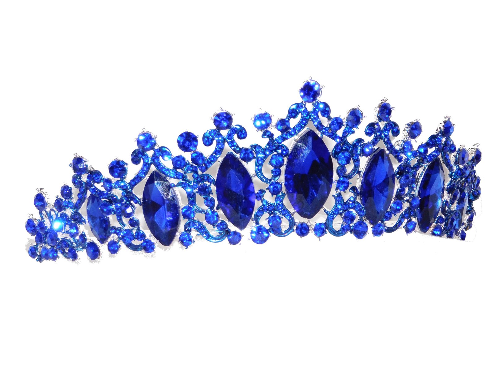 Royal Blue Crystal Tiara Crown: Princess Pageant Headband - Etsy