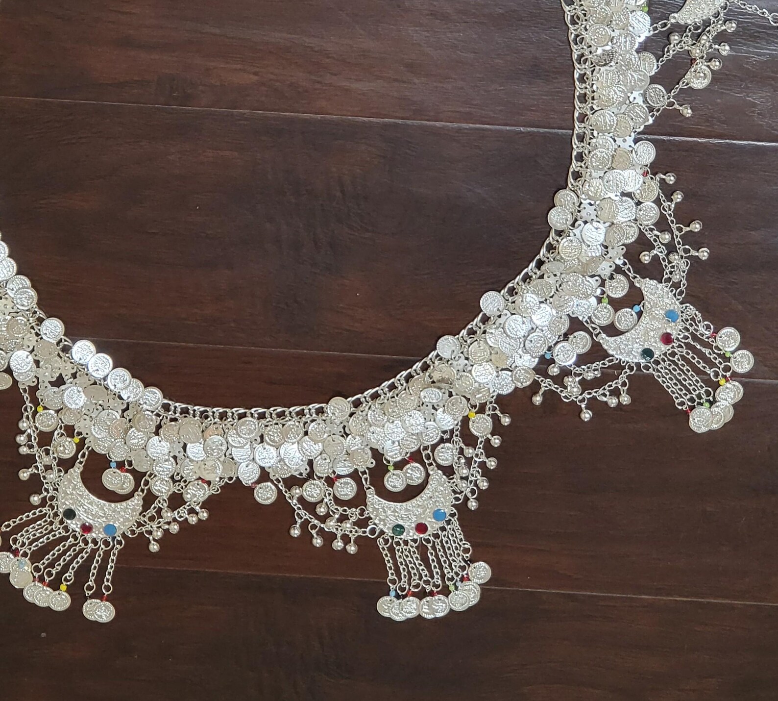 Egyptian Silver Coins Belt Belly Dance With 6 Crescent - XL Adjustable ...