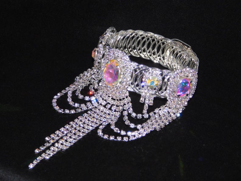 Silver Arm Bands Rhinestone Bridal Party Belly Dance Upper Arm - Etsy