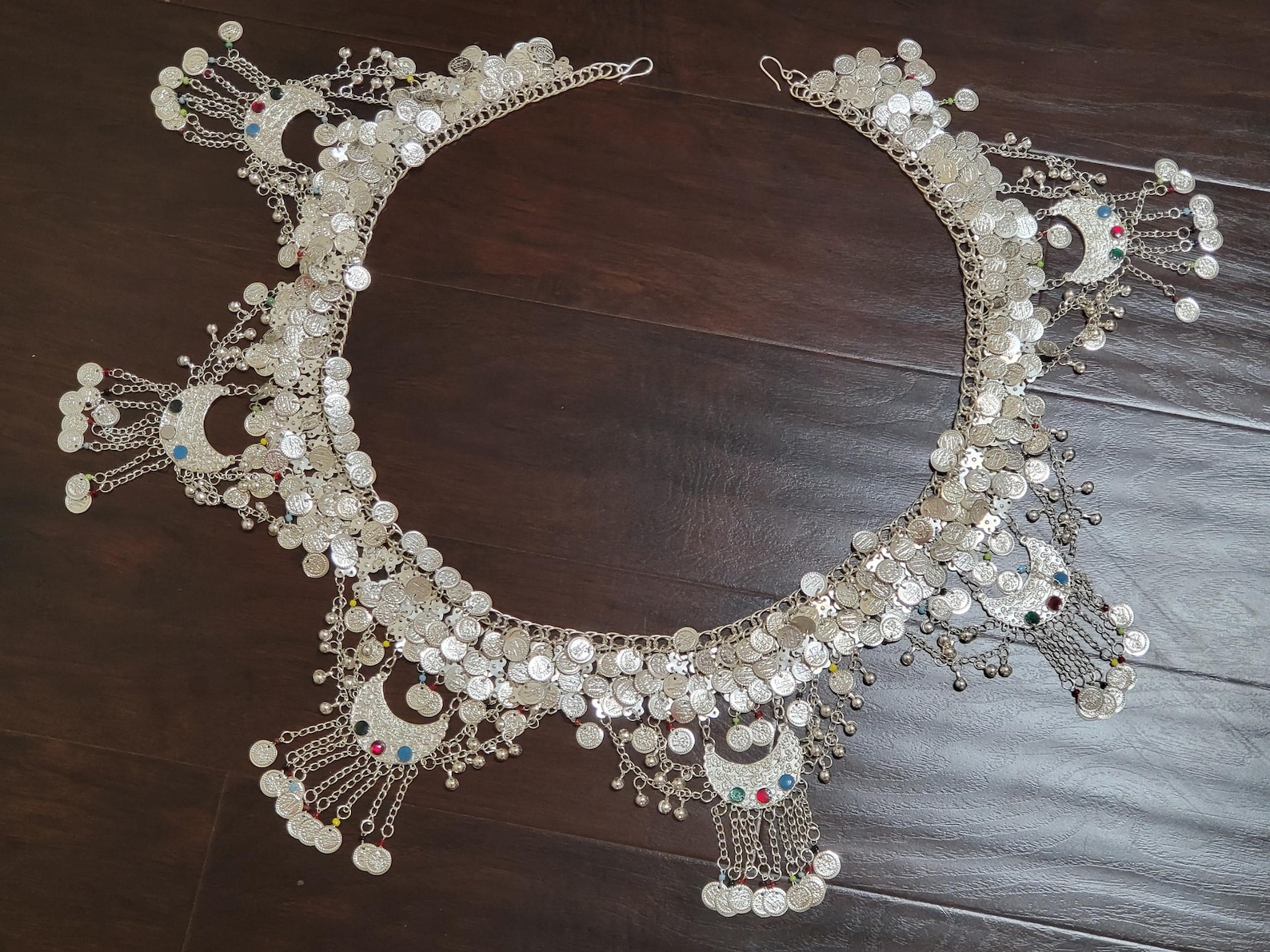 Egyptian Silver Coins Belt Belly Dance With 6 Crescent - XL Adjustable ...