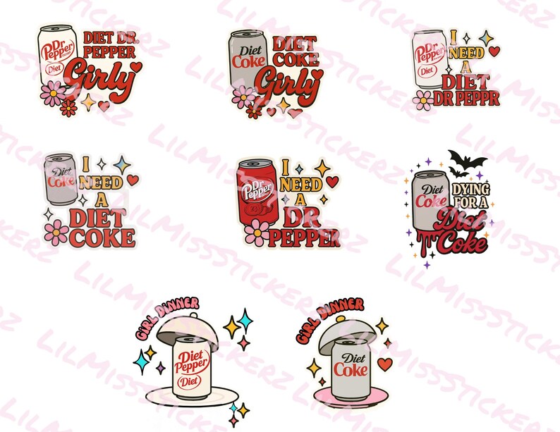 Diet Coke & Dr. Pepper PNG Stickers: Transparent Background (digital ...