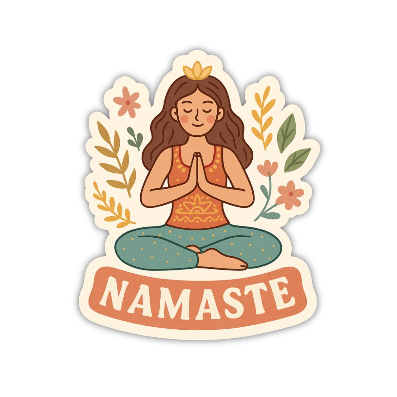 Namaste Yoga Girl Sticker PNG SVG – Transparent Background, Meditation ...