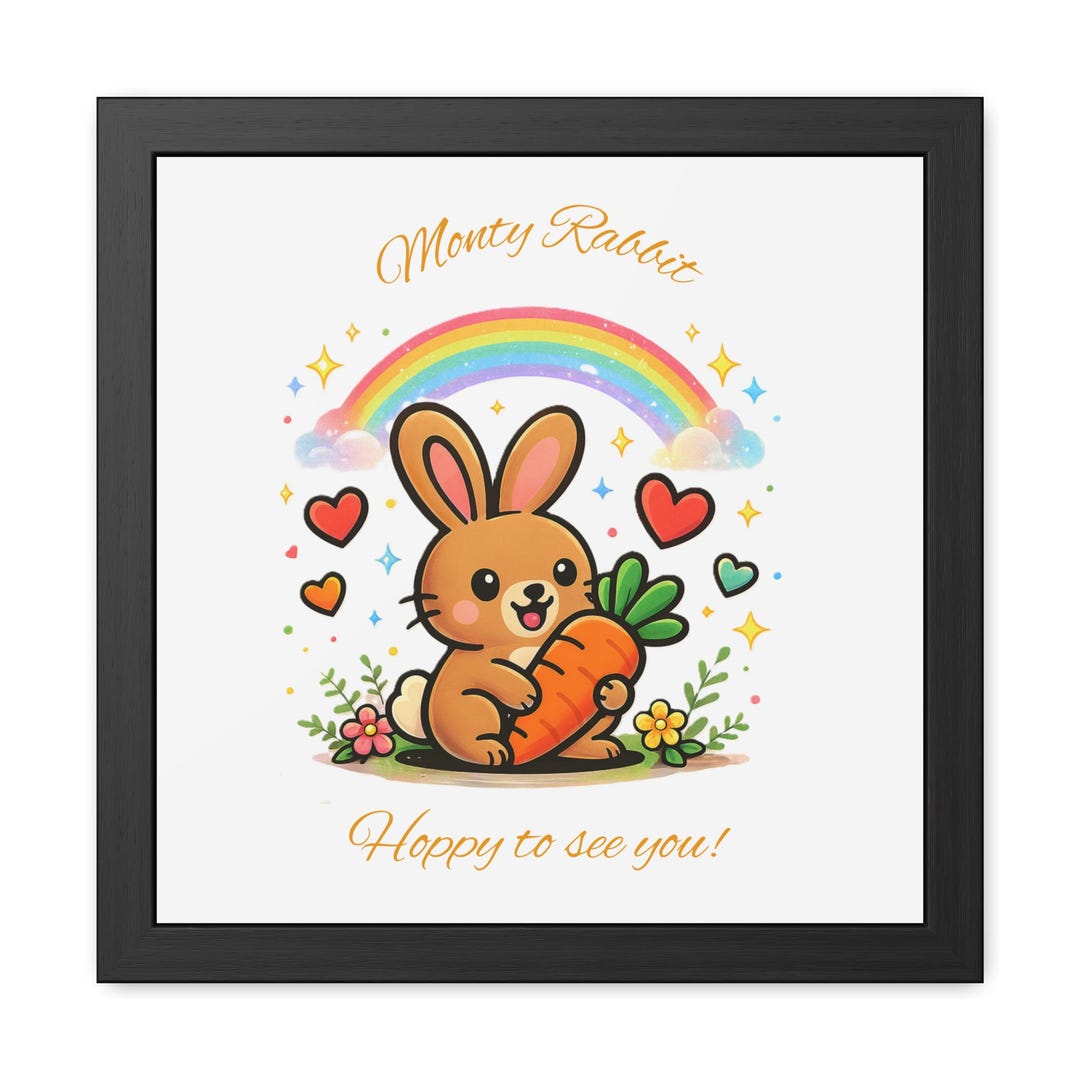 Easter Bunny Framed Picture: 'hoppy to See You' Rabbit Art - Etsy