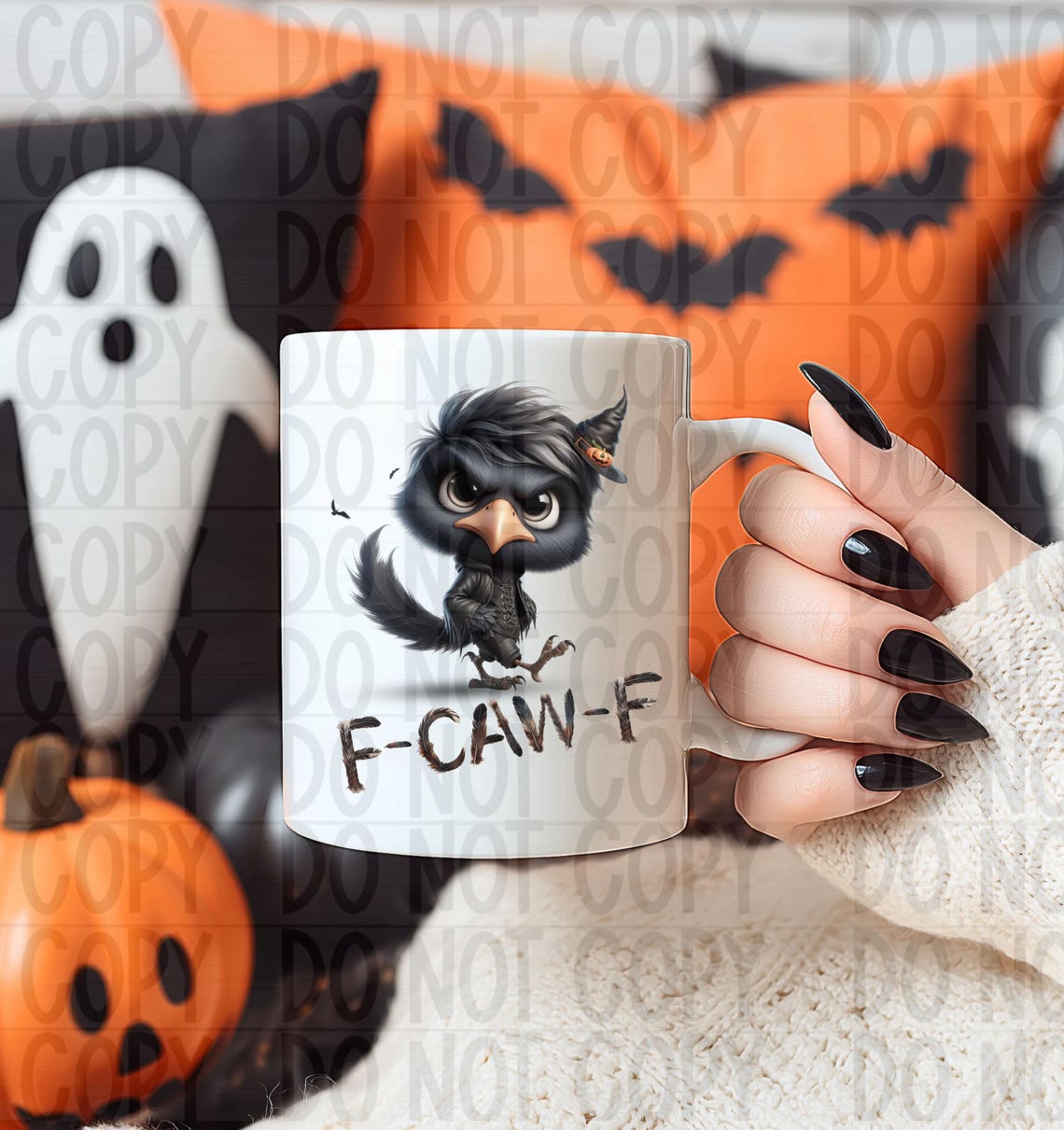 Halloween Crow ‘F-CAW-F’ Sublimation Transfer | Spooky Witch Hat DIY T ...