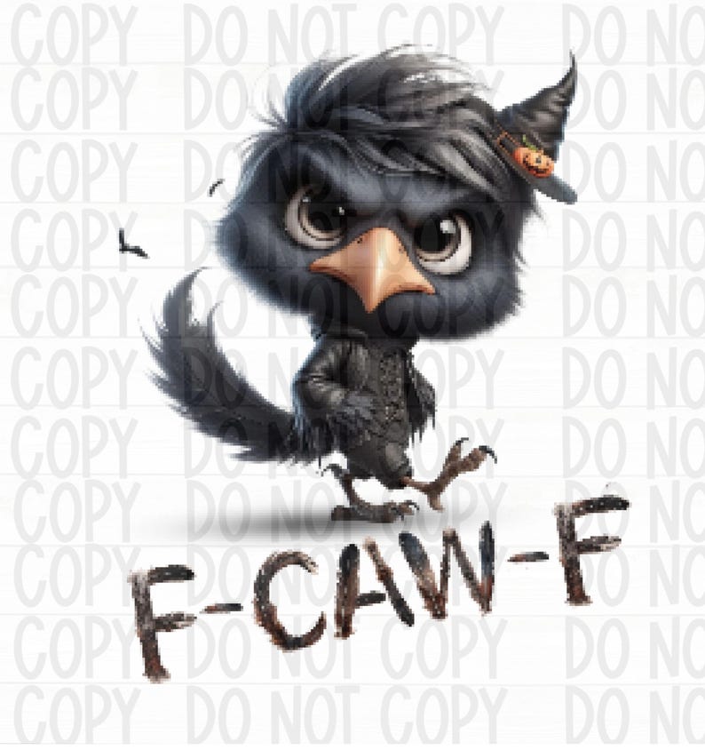 Halloween Crow ‘F-CAW-F’ Sublimation Transfer | Spooky Witch Hat DIY T ...