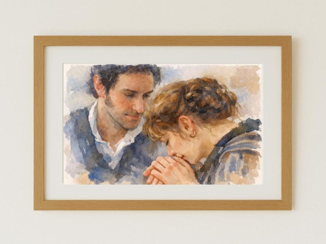 North & South Watercolor Art Print – Miss Hale Kissing Mr Thornton’s ...