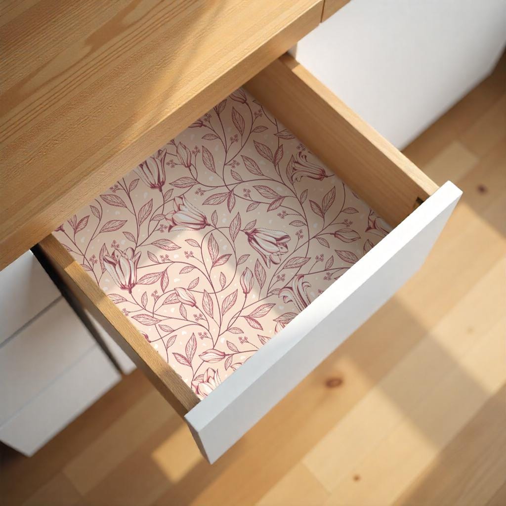 Botanical Furniture Contact Paper, Drawer Adhesive, Wood Wallpaper ...
