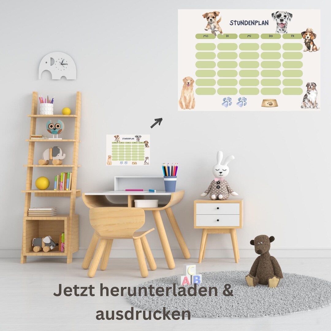 A4 Timetable With Dogs | Printable Timetable | Printable PDF for School ...