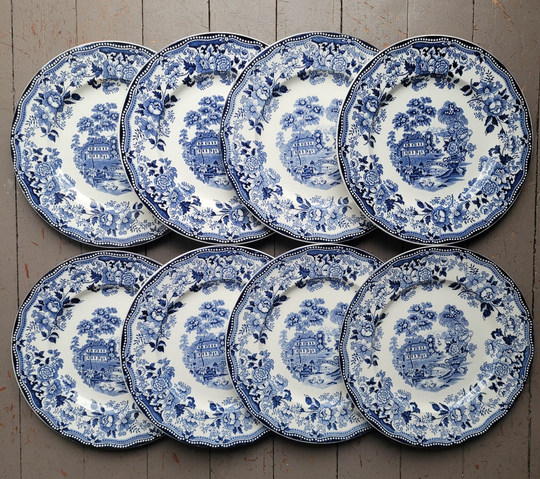 Vintage Royal Staffordshire Tonquin Blue Dinner Plates - Etsy