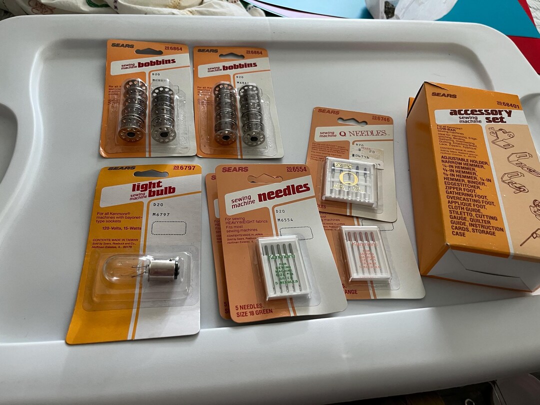Vintage SEARS Sewing Machine Accessory Set 68401 Bobbins Lightbulb Four ...