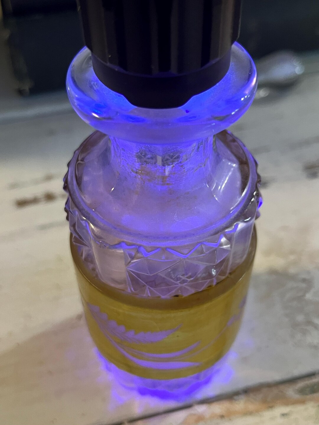 Antique Cologne Bottle Amber Etched Glass Band With Stopper (not ...