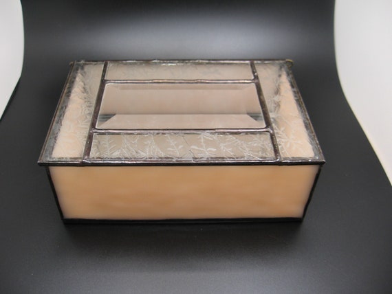 Pink-Stained Glass Raised Floral Design Mirror Inside… - Gem