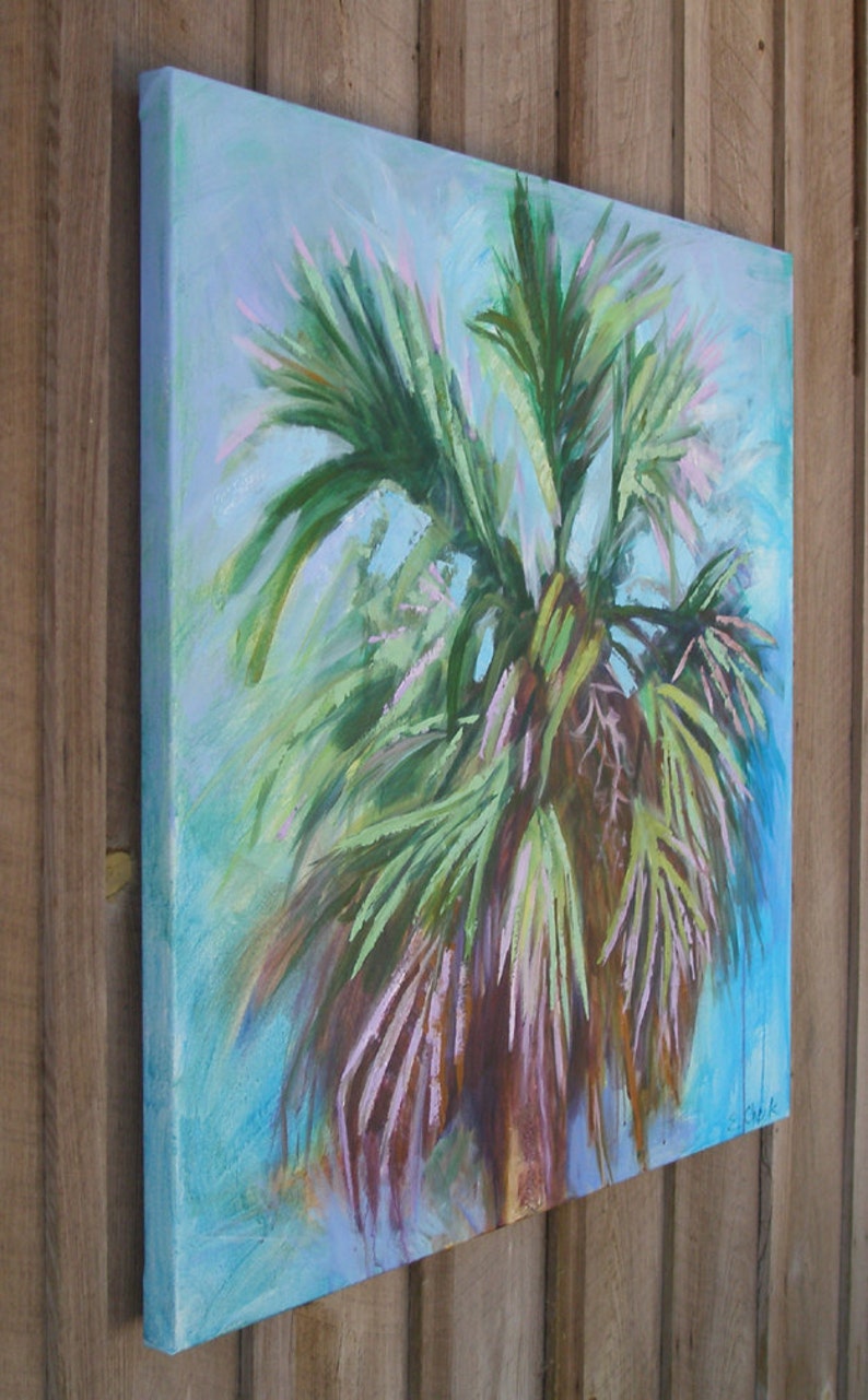 Large Modern Abstract Palm Tree Painting -36 X 36 Inches Original ...