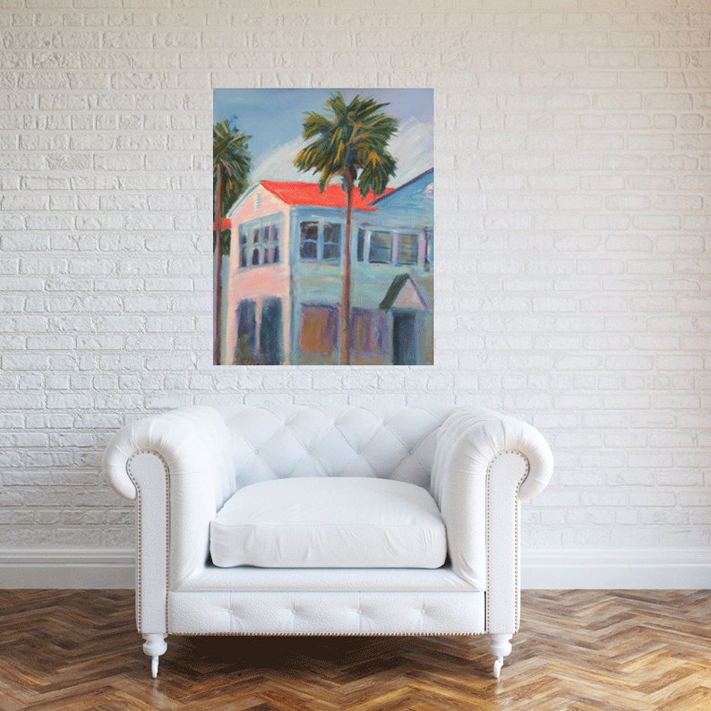 Large Beach House Palm Tree Painting by Emily Cheek - Etsy