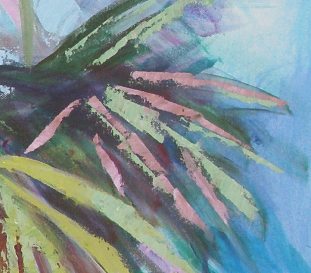 Large Modern Abstract Palm Tree Painting -36 X 36 Inches Original ...