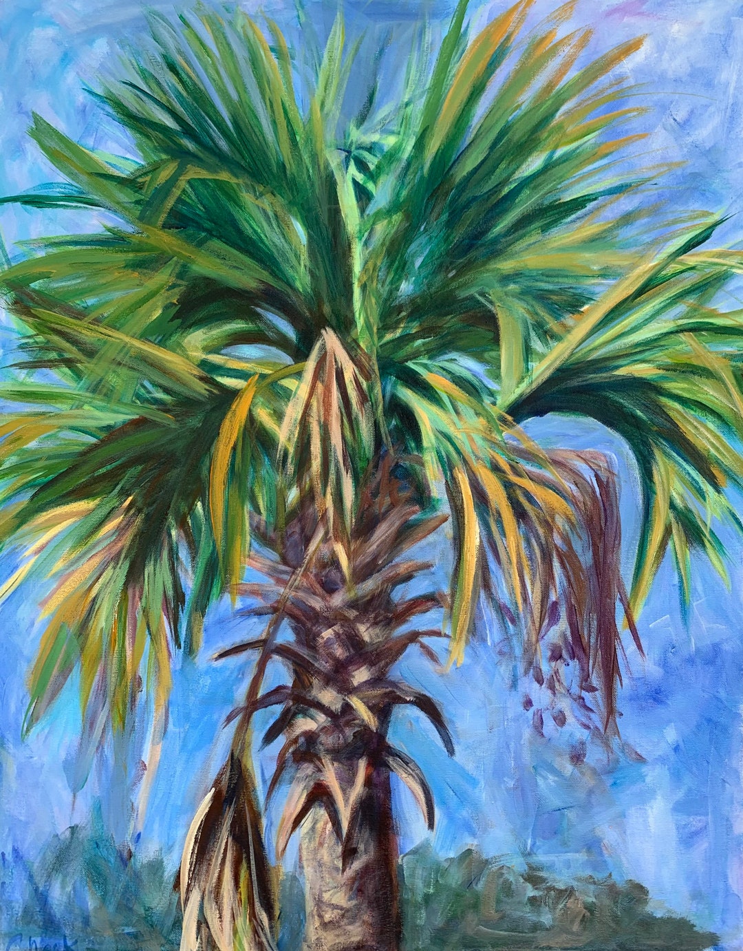 Large Modern Abstract Palm Tree Painting -30 X 24 Inches Original ...