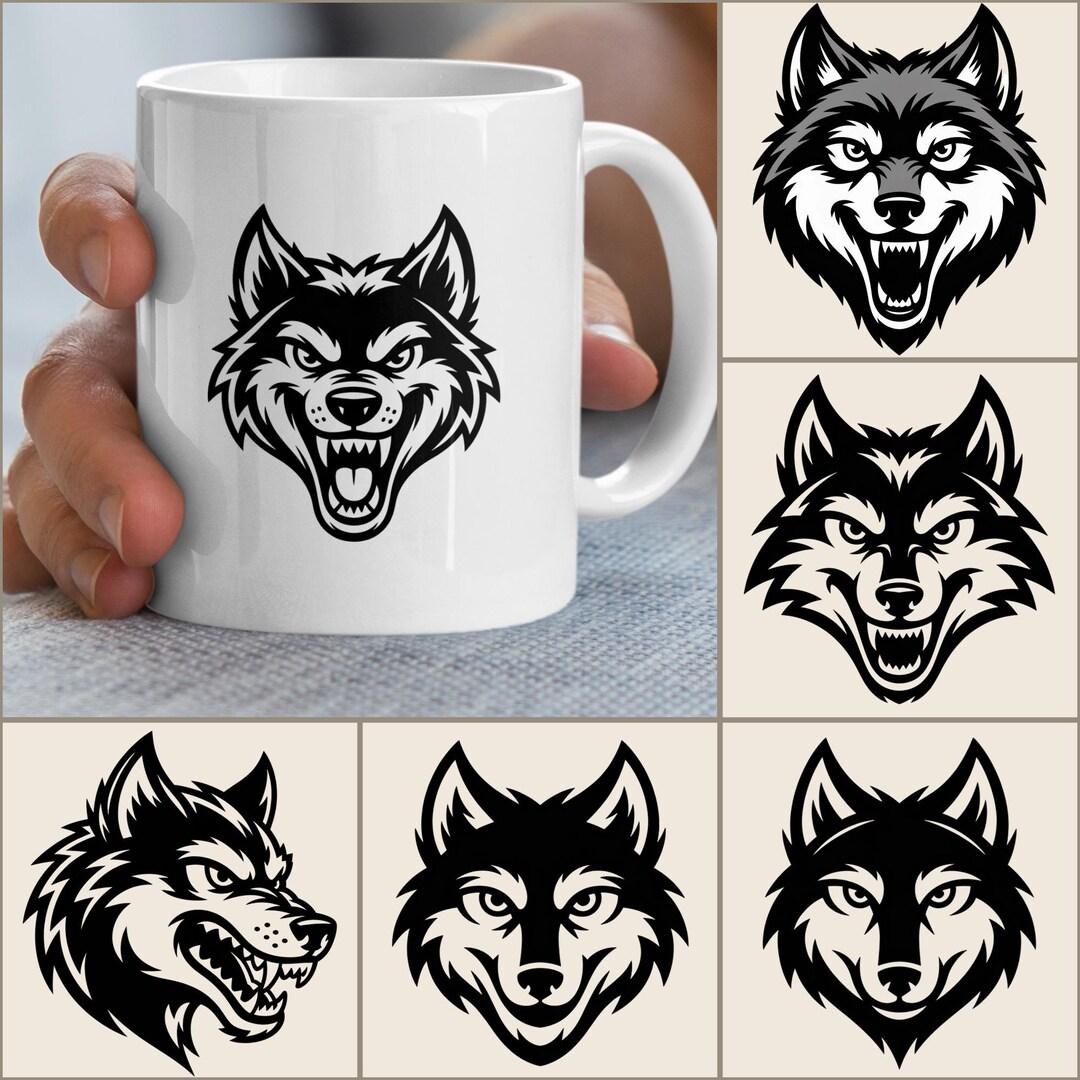 Wolf Mascot Head PNG SVG Digital Bundle (instant Download) - Etsy