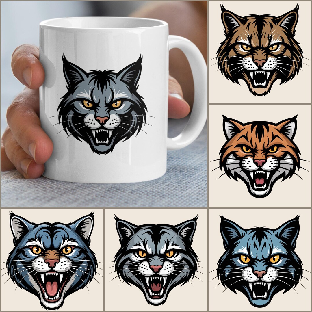 Fierce Wildcat SVG PNG Bundle: Mascot Clip Art, School Spirit (instant ...