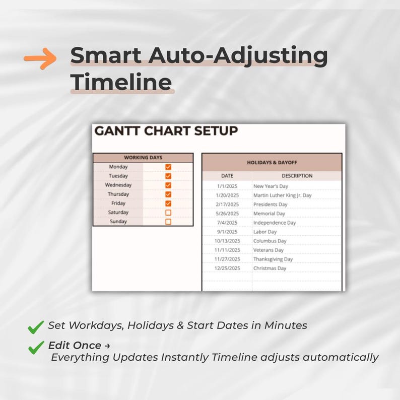 Gantt Chart Excel Template | Project Timeline Planner (digital Download ...