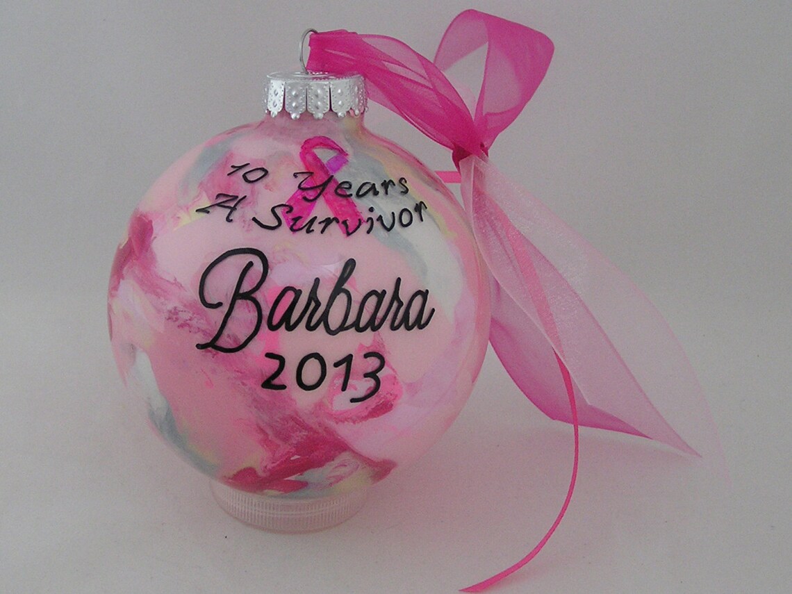 Personalized Breast Cancer Survivor Glass Keepsake Ornament Etsy