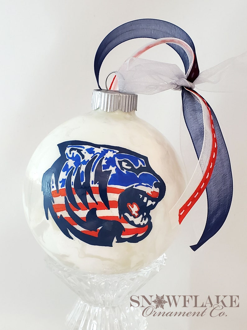 Personalized SCHOOL LOGO or MASCOT Glass Christmas Ornament Keepsake ...