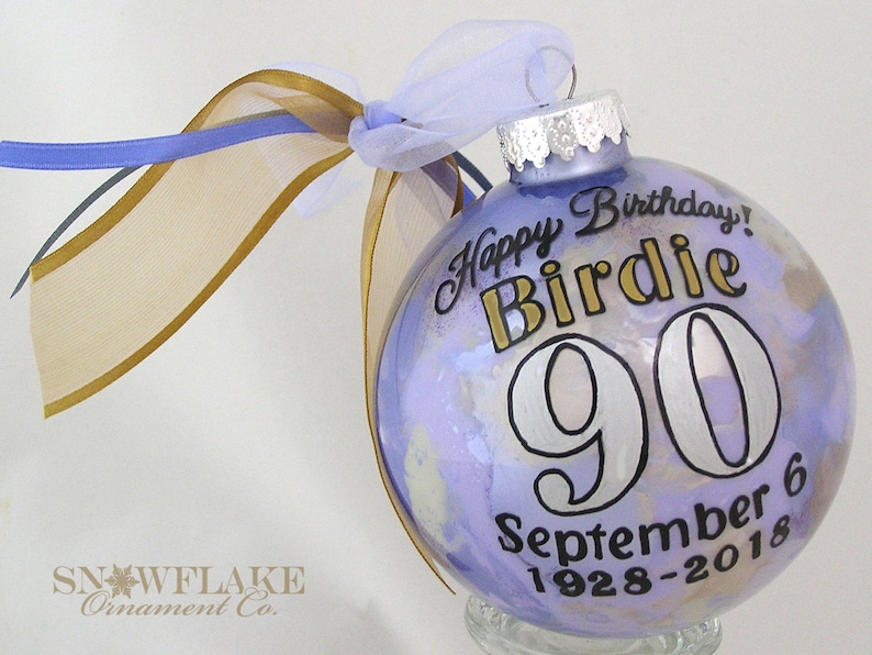 HAPPY 90th BIRTHDAY! PERSONALIZED Glass Christmas Ornament Keepsake ...