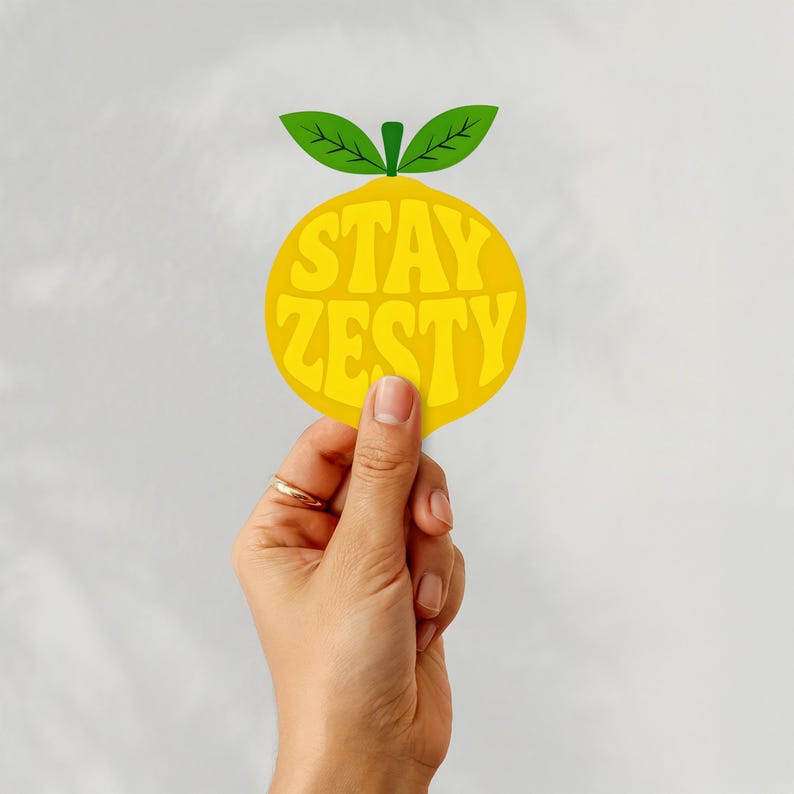 Stay Zesty Lemon Die-cut Sticker Cute Positive Vibes Vinyl Sticker for ...
