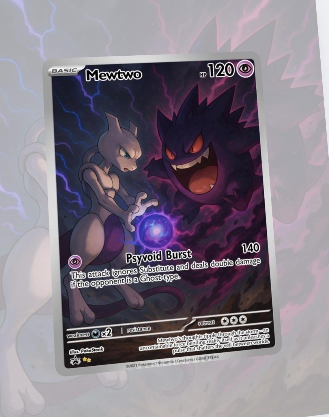 Mewtwo Custom Made Card Fan Art Card - Etsy